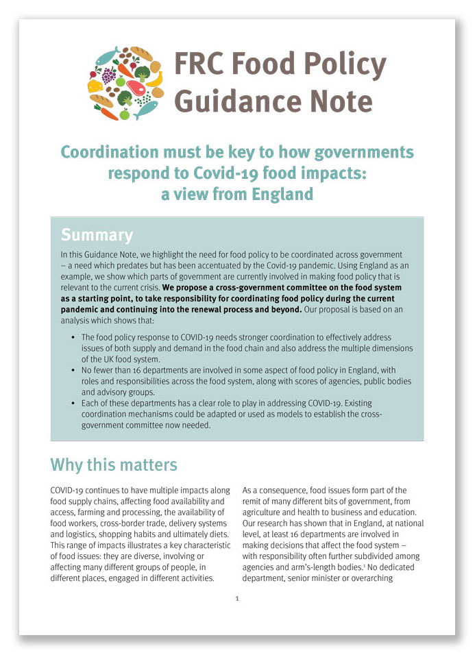 Food policy coordination under Covid-19 - Food Research Collaboration